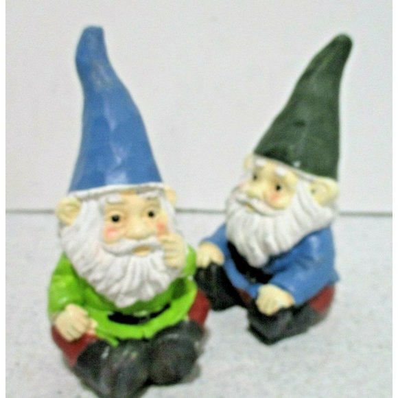 Unbranded | Art | Vintage Garden Decor Mini Gnomes Seated In Greens ...